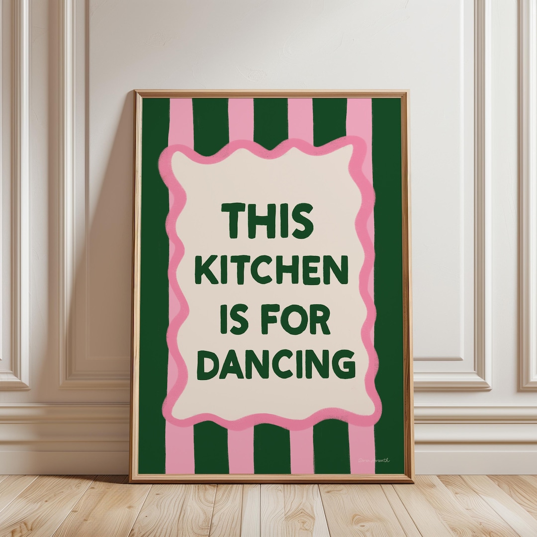 This Kitchen is for Dancing Wall Art, Cute Kitchen Decor, Whimsical ...