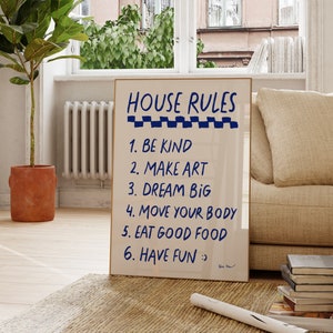 House Rules Wall Art, House Rules Art Print, Aesthetic Apartment Quote ...