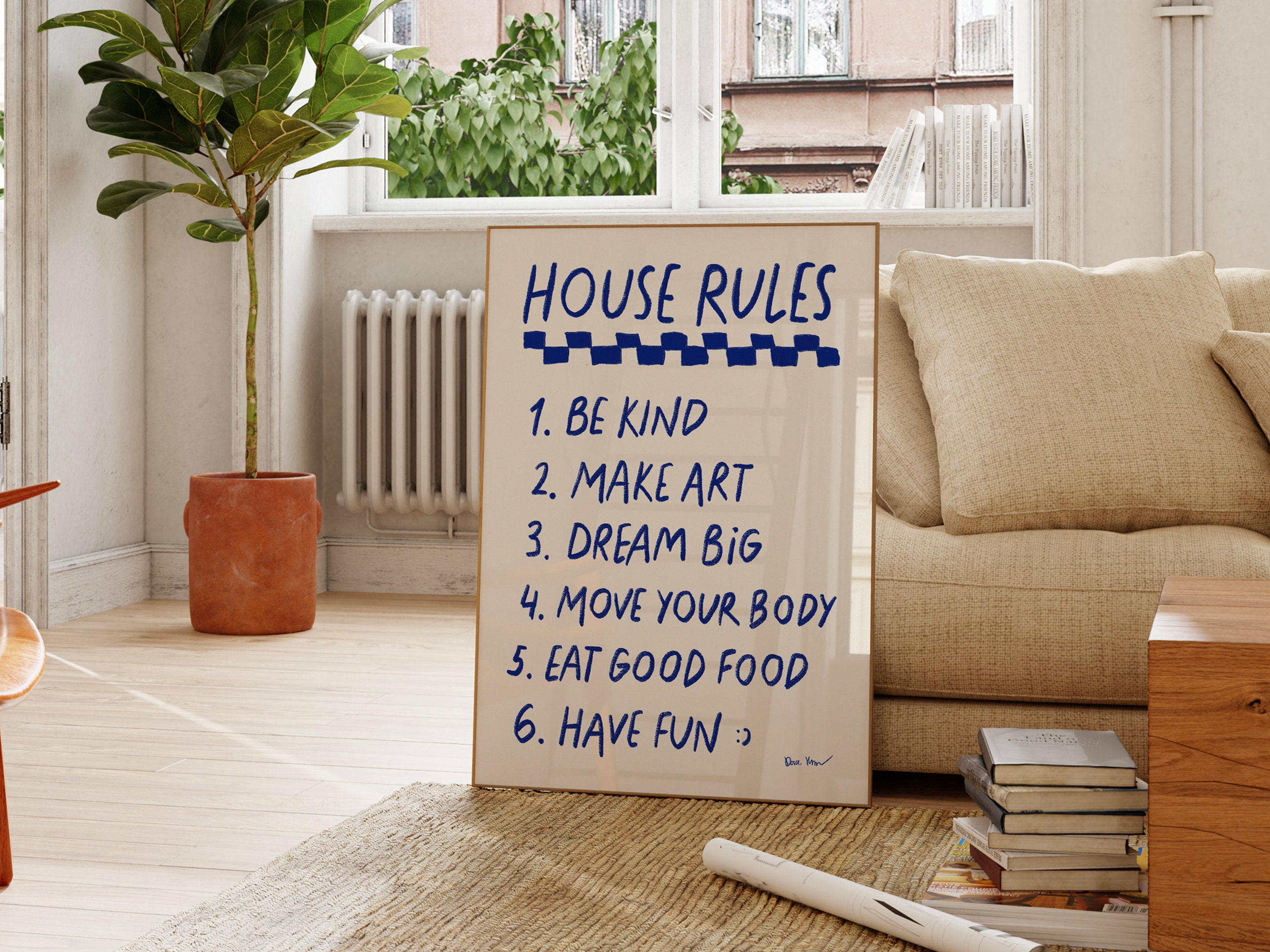 House Rules Wall Art, House Rules Art Print, Aesthetic Apartment Quote ...