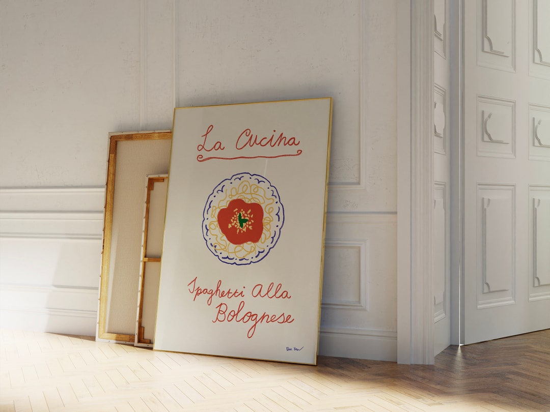 Spaghetti Poster, Spaghetti Bolognese Print, La Cucina Wall Art ...
