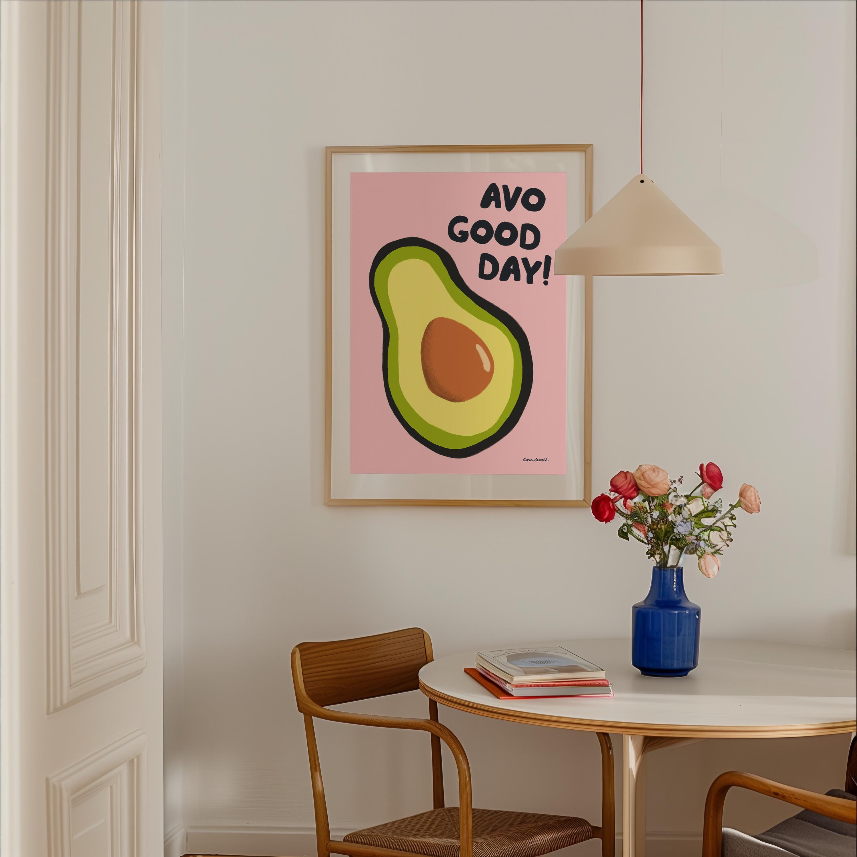 Avo Good Day Wall Art, Cute Avocado Print, Breakfast Club Poster, Retro ...