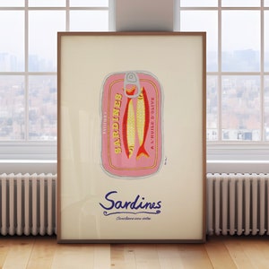 Sardines Print, Fish Kitchen Wall Art, Sardine Tin Poster, Seafood ...