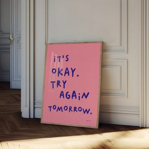 It‘s Okay Try Again Tomorrow Wall Art, Retro Aesthetic Print, Trendy ...