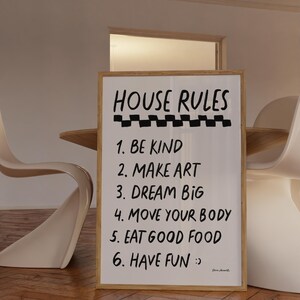 House Rules Art Print: Modern Home Decor Poster - Etsy