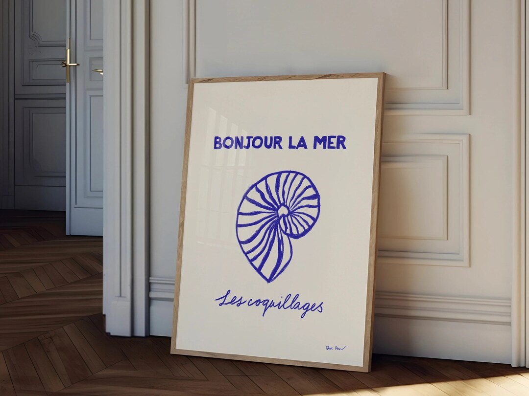 Seashell Print, Coastal Poster, Seafood Print, Modern Kitchen Art ...