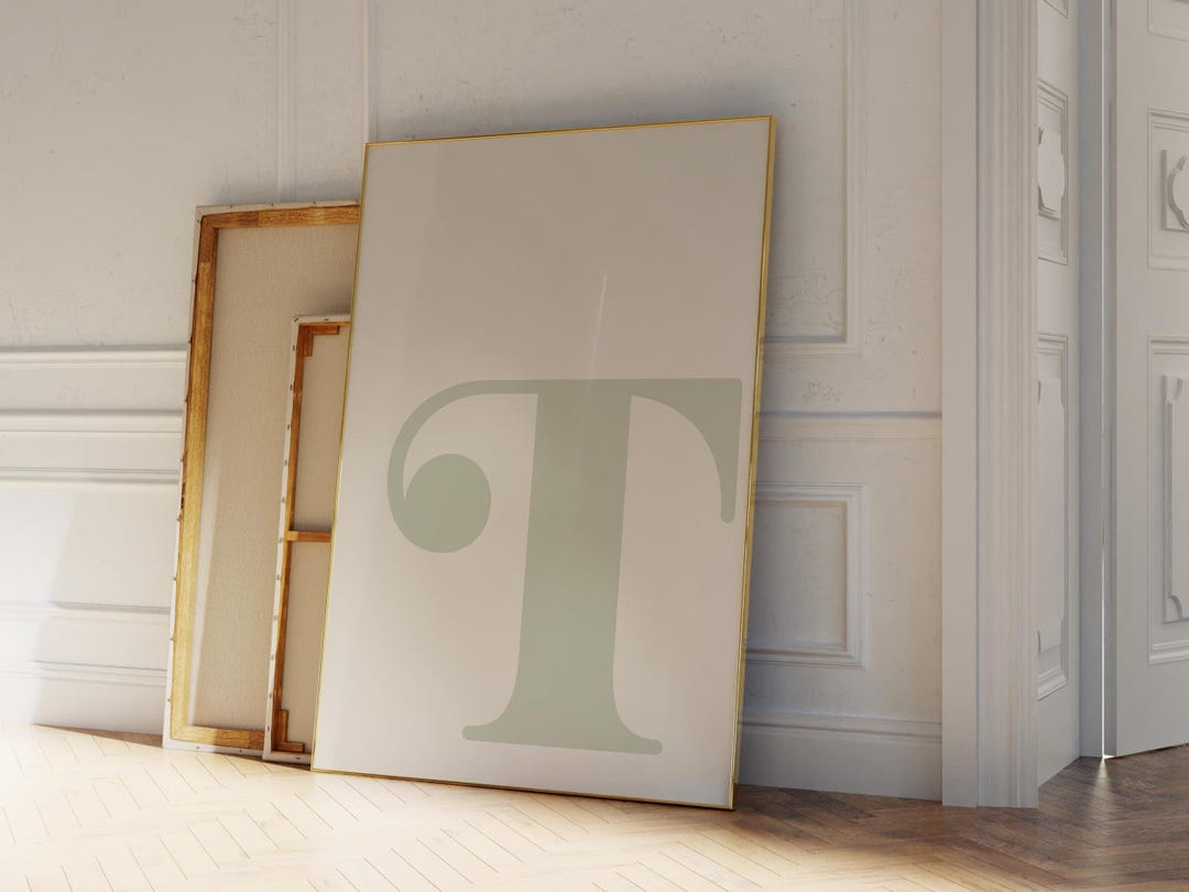 Letter T Poster, Sage Alphabet Letter Print, Initial Letter Wall Art ...
