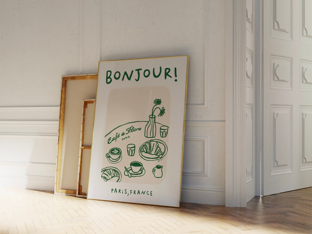 Cafe De Flore Art Print, Bonjour Poster, French Coffee Poster ...