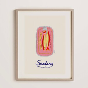 Sardines Print, Fish Kitchen Wall Art, Sardine Tin Poster, Seafood ...