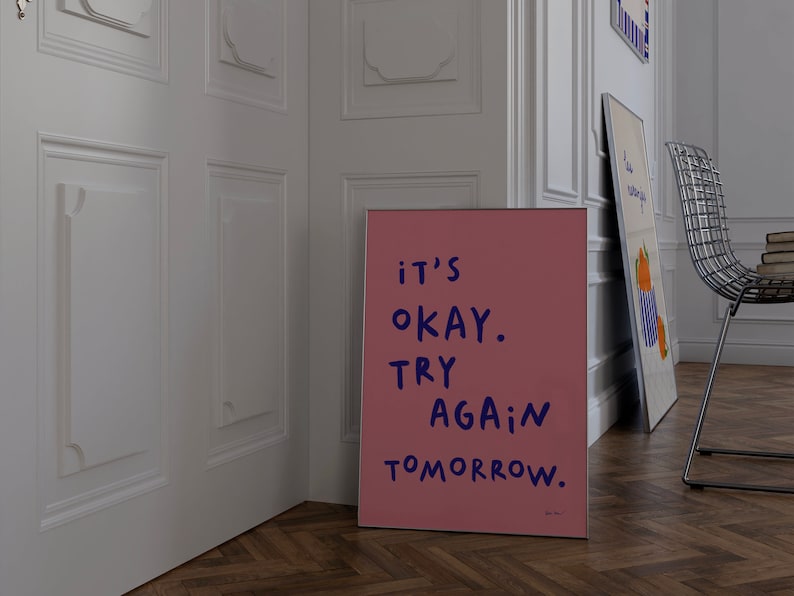 It‘s Okay Try Again Tomorrow Wall Art, Retro Aesthetic Print, Trendy ...