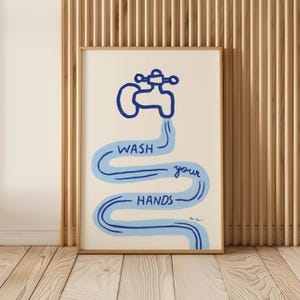 Wash You Hands Bathroom Wall Art, Retro Wall Art, Cute Bathroom Poster ...