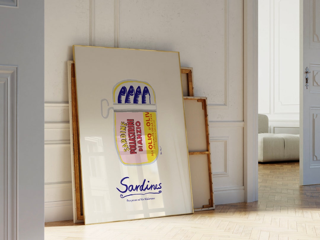 Sardines Print, Fish Kitchen Wall Art, Sardine Tin Poster, Seafood ...