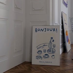 Cafe De Flore Art Print, Bonjour Poster, French Coffee Poster ...