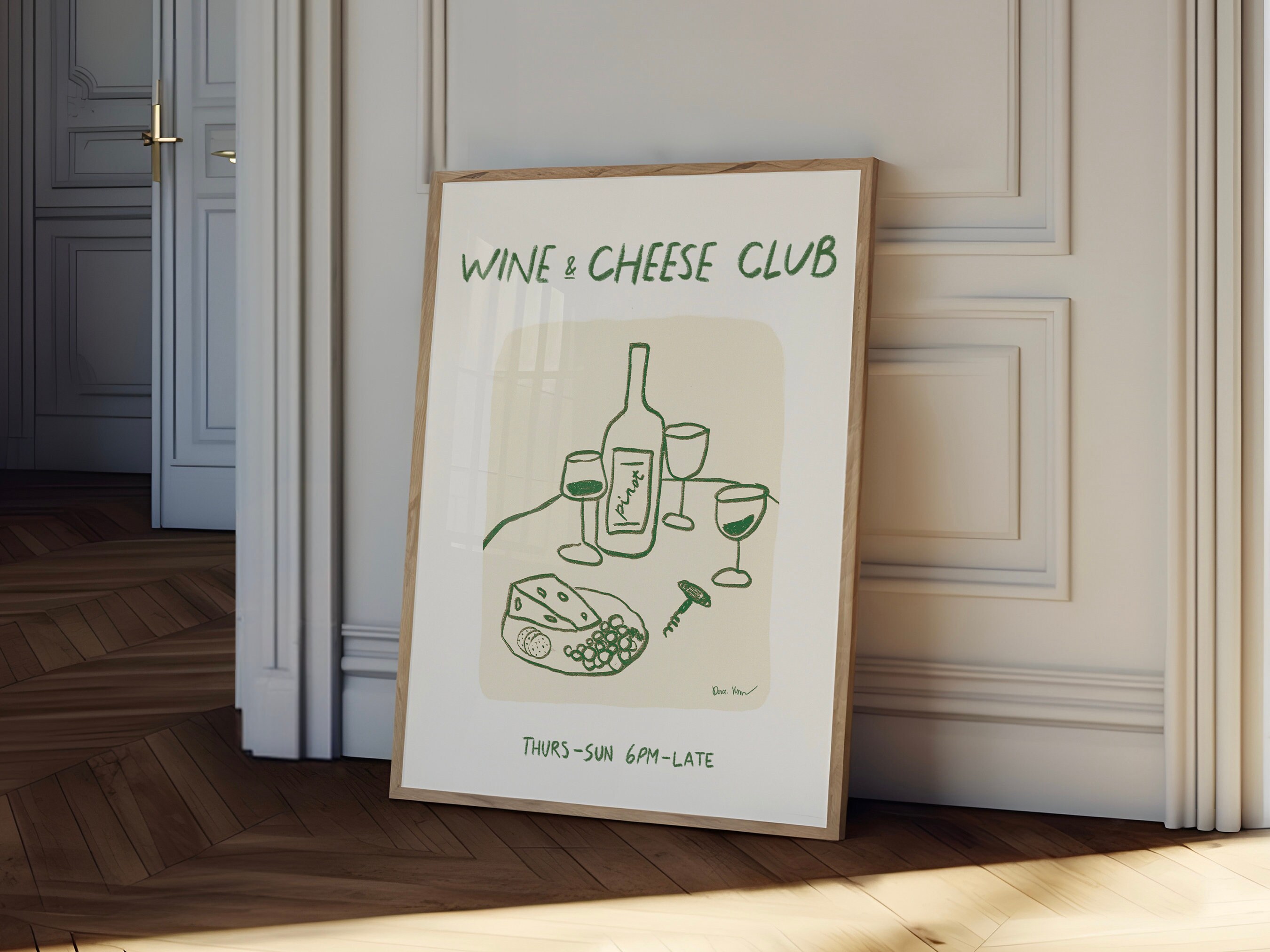 Wine and Cheese Club Poster Wine Lover Gift Printable Wall - Etsy