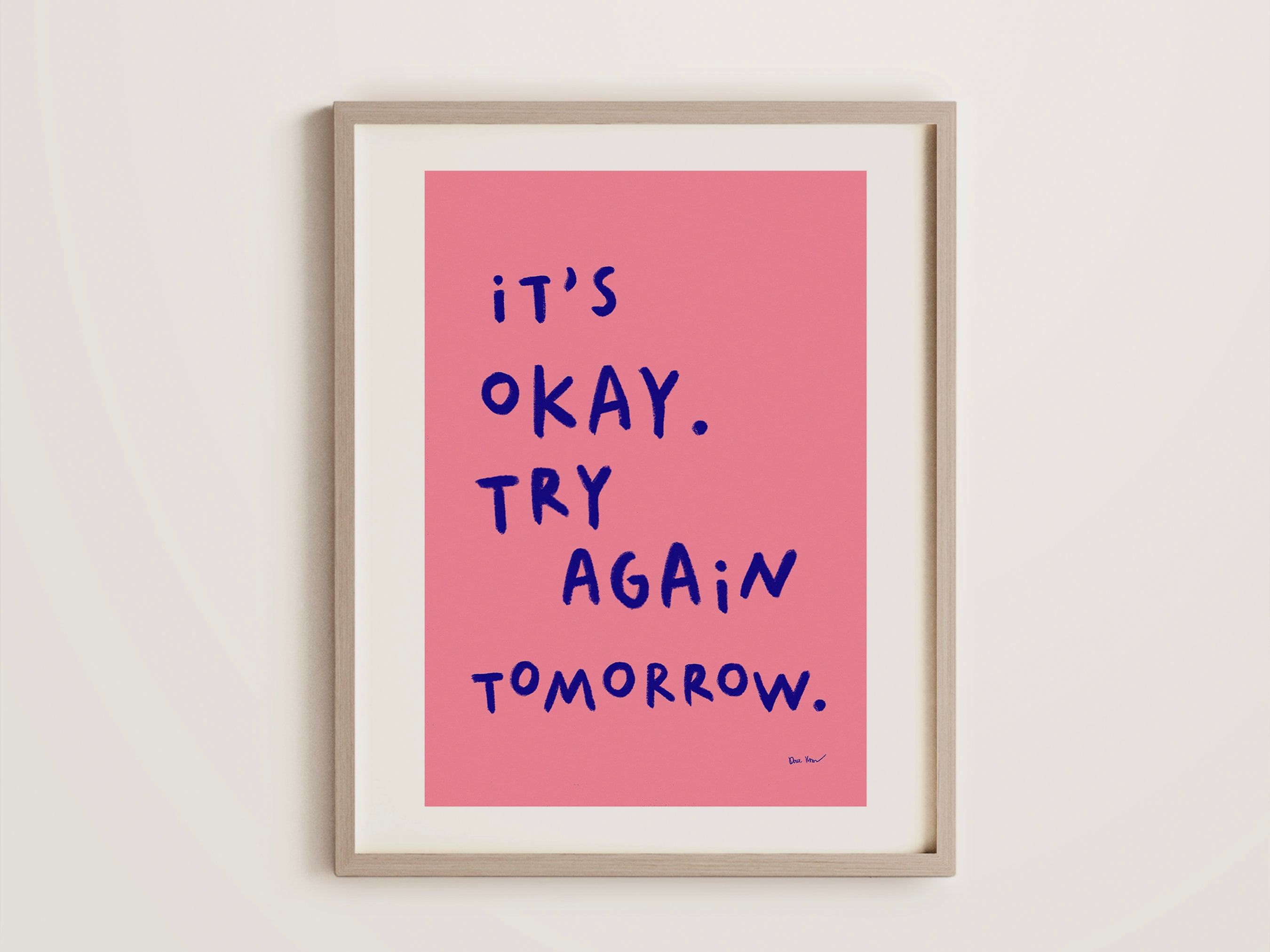 Its Okay Try Again Tomorrow Wall Art, Retro Aesthetic Print, Trendy ...