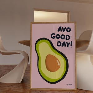 Avo Good Day Wall Art, Cute Avocado Print, Breakfast Club Poster, Retro ...
