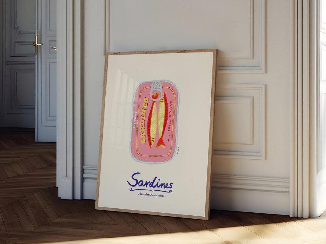 Sardines Print, Fish Kitchen Wall Art, Sardine Tin Poster, Seafood ...