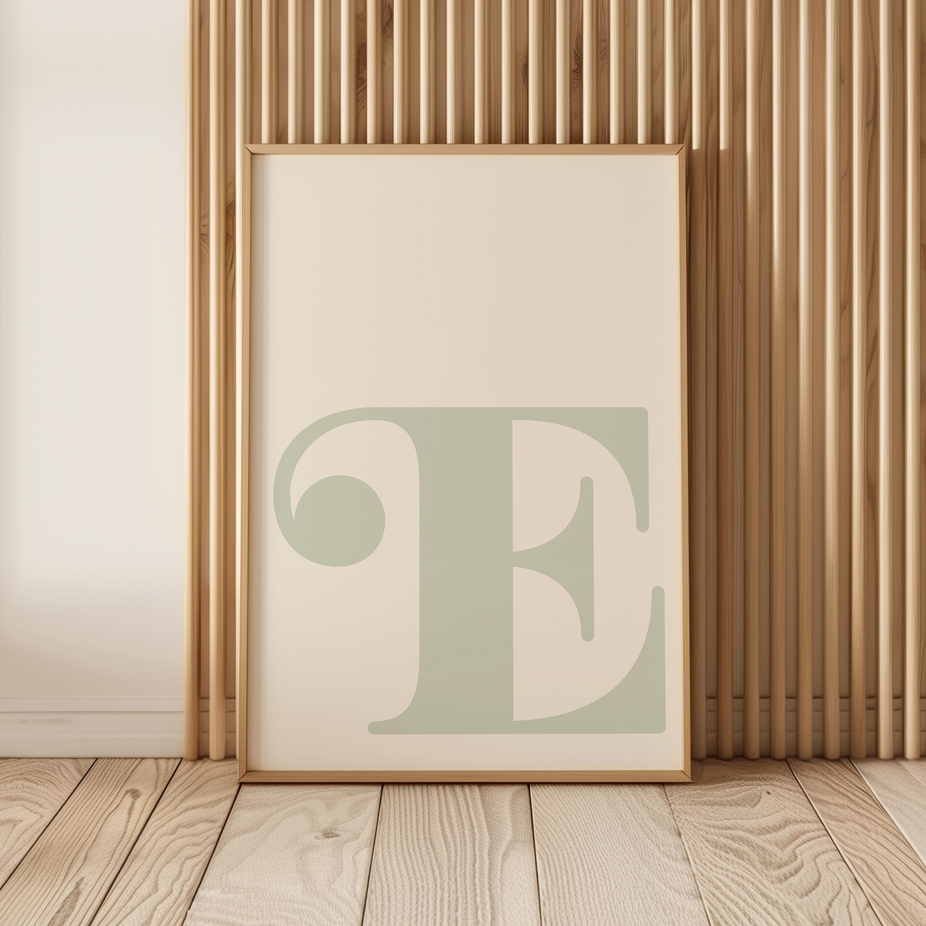 Letter E Poster, Sage Alphabet Letter Print, Initial Letter Wall Art ...