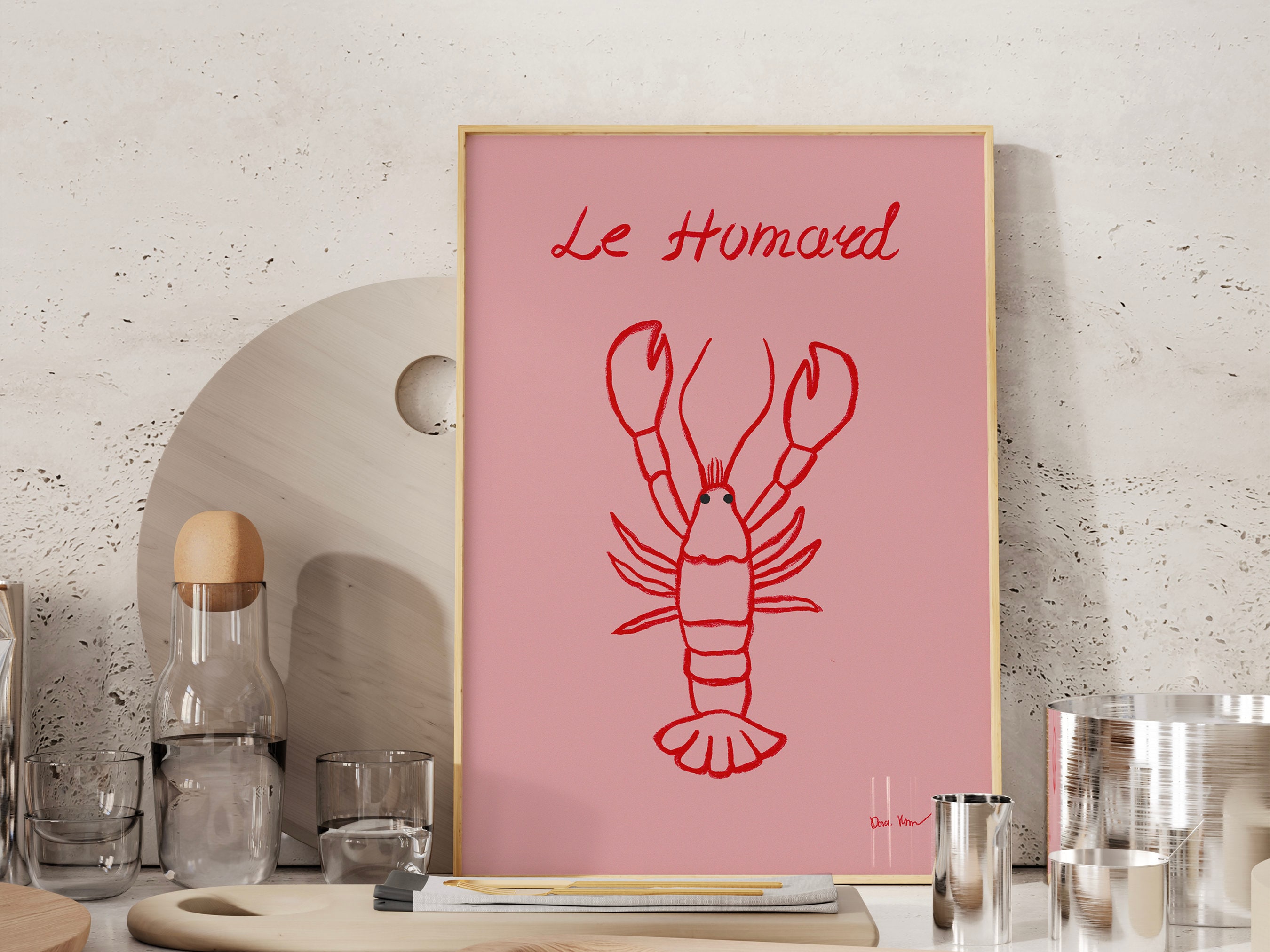 Le Homard Wall Art Lobster Poster Pink Seafood Print Ocean - Etsy