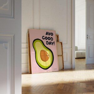 Avo Good Day Wall Art, Cute Avocado Print, Breakfast Club Poster, Retro ...