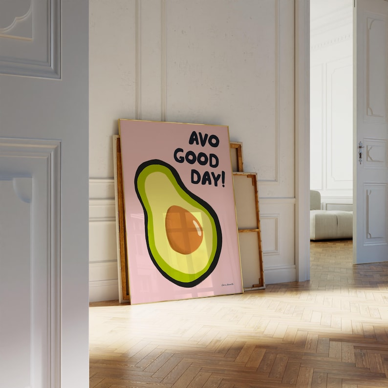 Avo Good Day Wall Art, Cute Avocado Print, Breakfast Club Poster, Retro ...