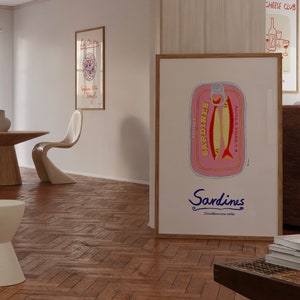 Sardines Print, Fish Kitchen Wall Art, Sardine Tin Poster, Seafood ...