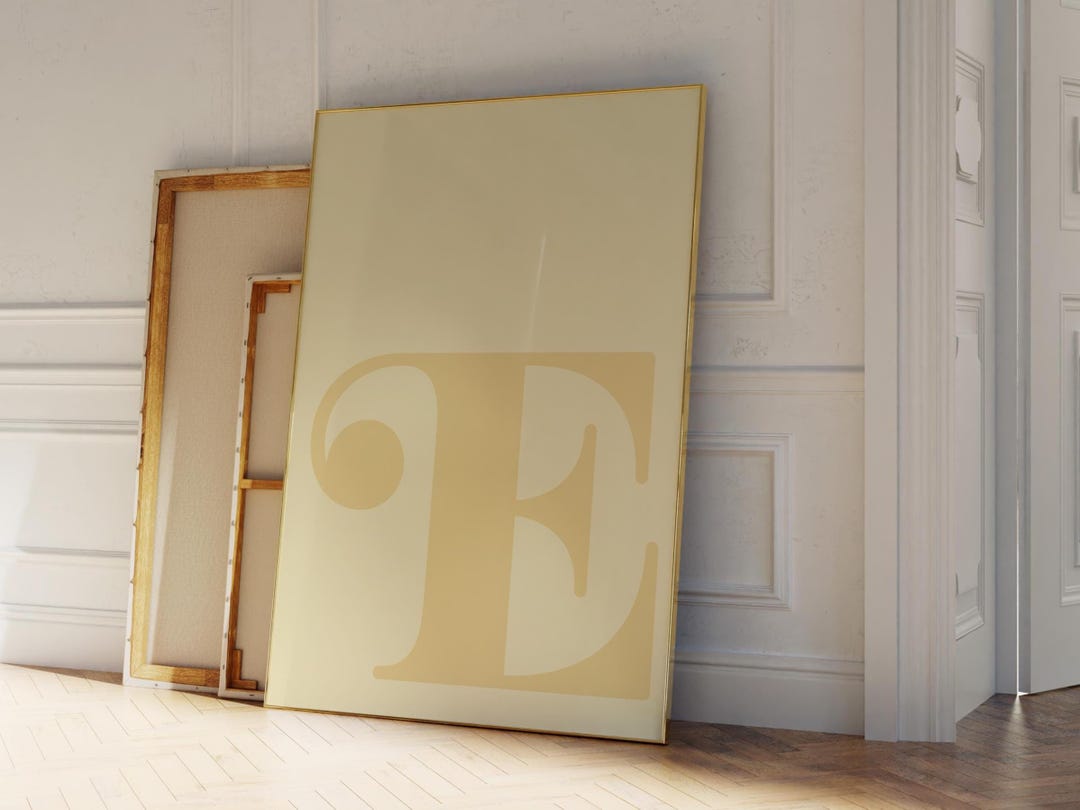 Letter E Poster, Butter Yellow Alphabet Letter Print, Initial Letter ...