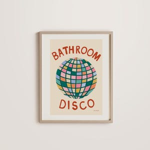 Bathroom Disco Wall Art, Disco Ball Print, Maximalist Bathroom Decor ...
