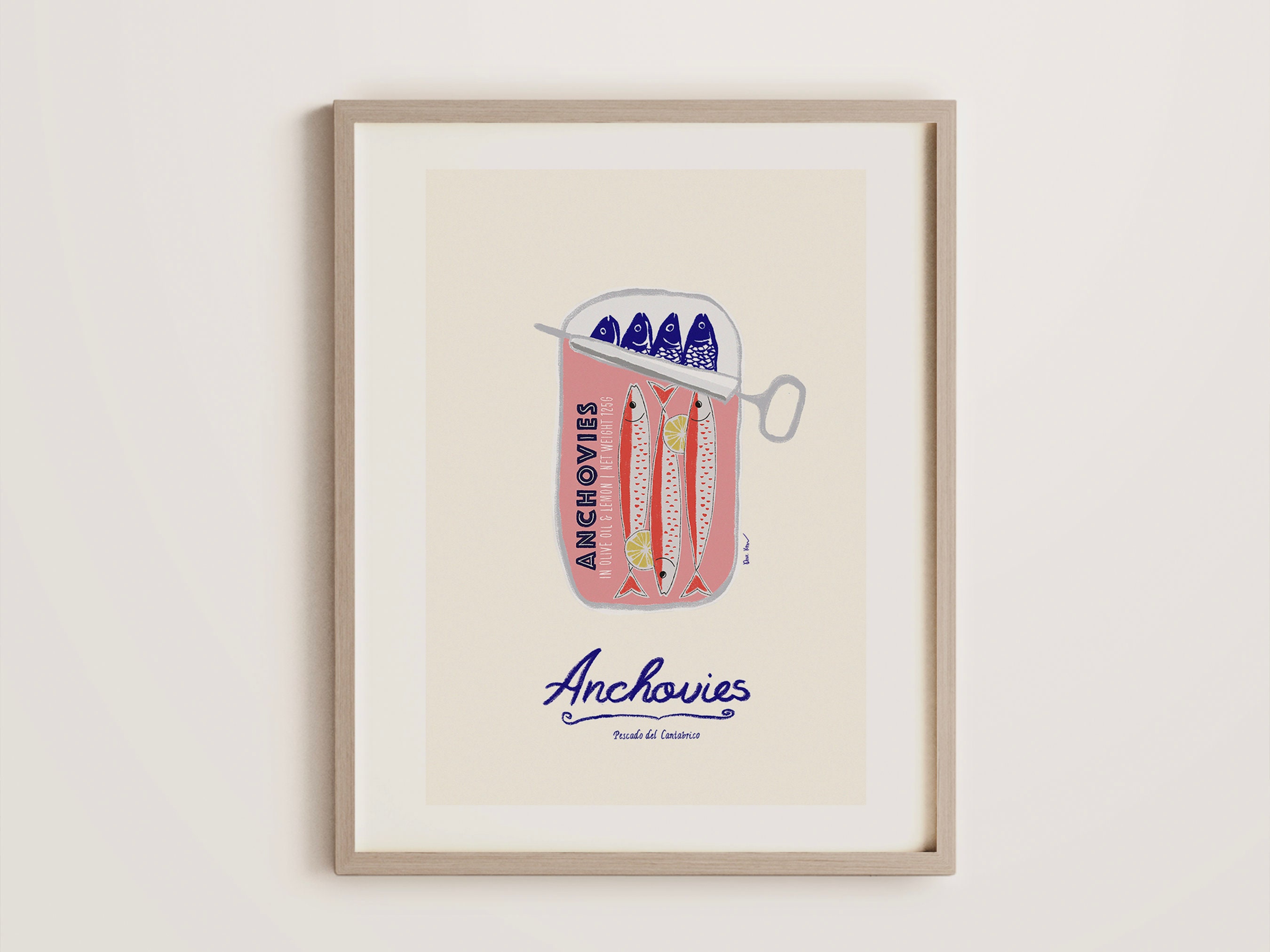 Anchovies Print, Fish Kitchen Wall Art, Sardine Tin Poster, Seafood ...