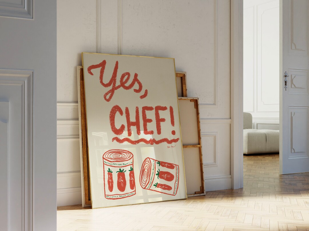 Yes Chef Wall Art, the Bear Digital Kitchen Poster Poster Printable ...