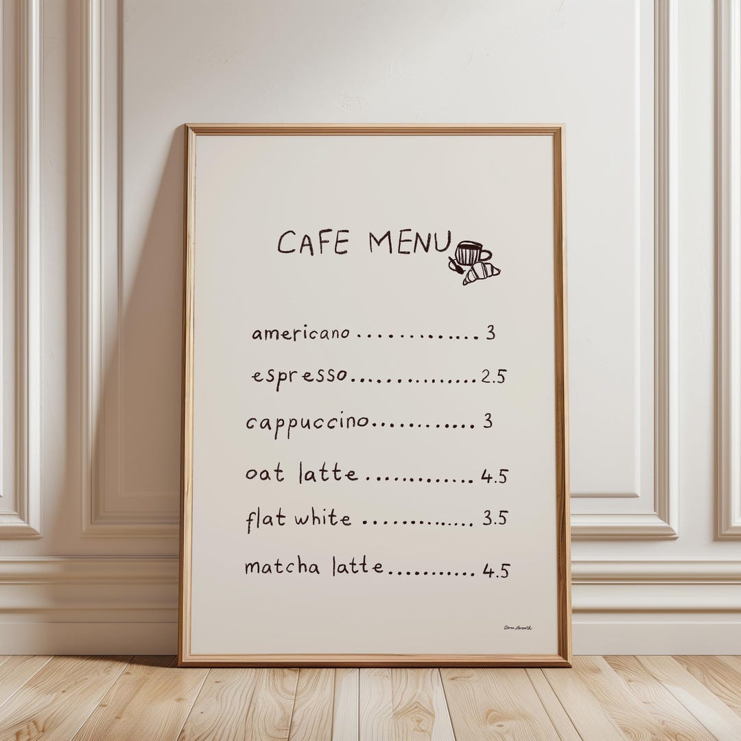 Cafe Menu Wall Art, Coffee Bar Menu, Coffee Poster, Coffee Station ...
