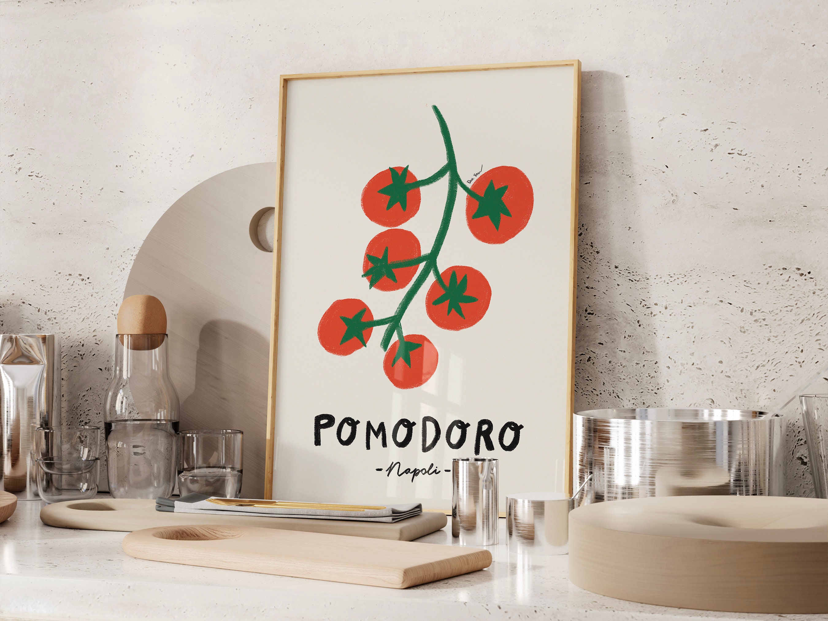 Pomodoro Napoli Wall Art, Cherry Tomato Poster, Food Art Print ...