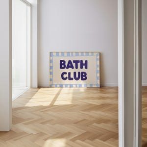 Bath Club Wall Art, Bathroom Print, Retro Bathroom Sign, Cute Bathroom ...