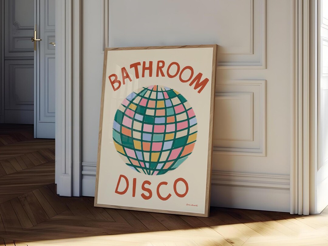 Bathroom Disco Wall Art, Disco Ball Print, Maximalist Bathroom Decor, Modern Bathroom Print ...