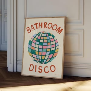 Bathroom Disco Wall Art, Disco Ball Print, Maximalist Bathroom Decor ...