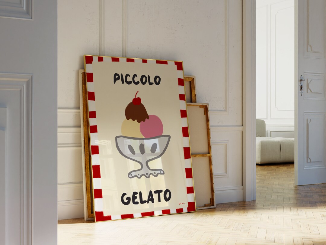 Piccolo Gelato Wall Art, Ice Cream Food Art Print, Modern Kitchen Decor ...