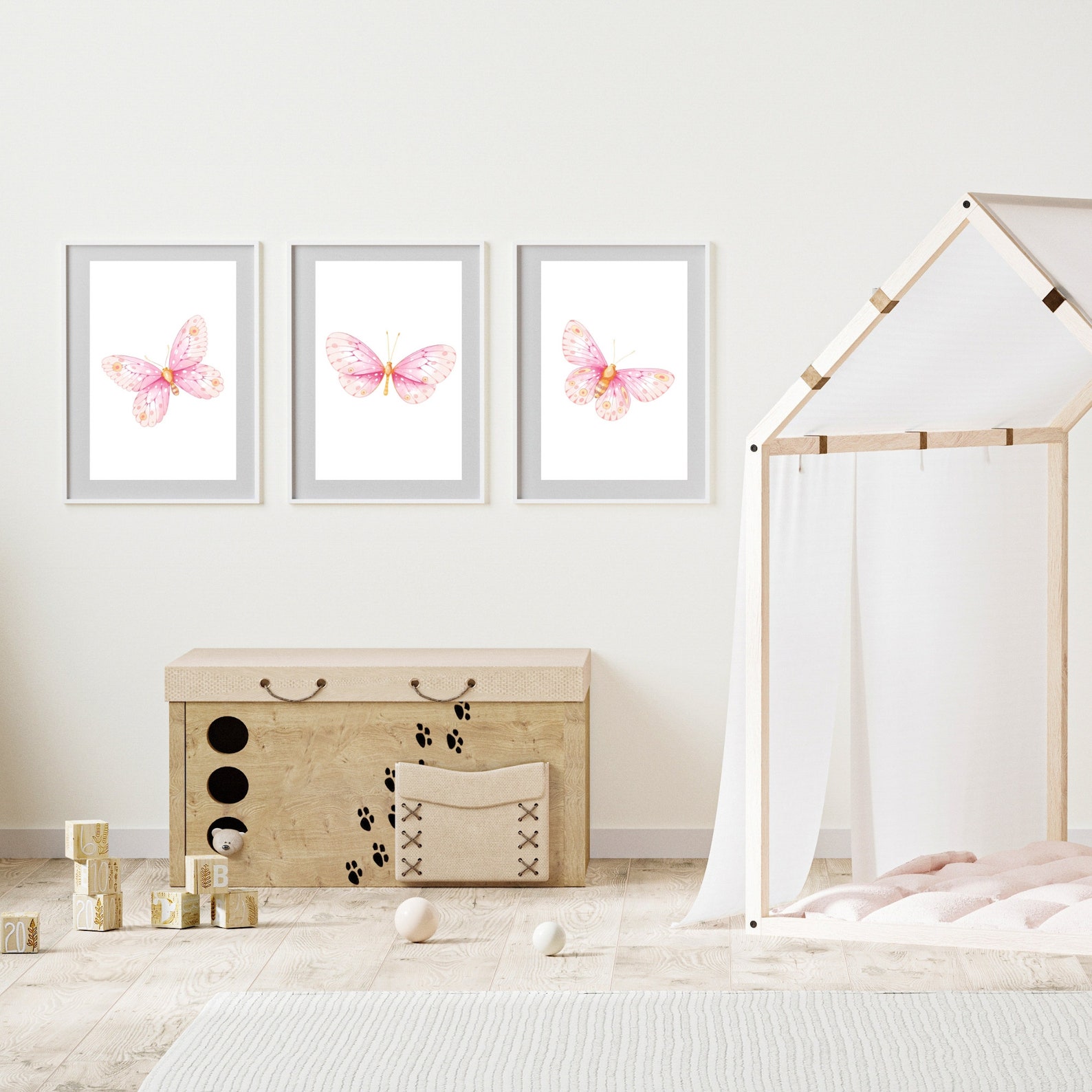 Spotted Pink Butterflies - Set of 3 Digital Prints - Instant Download ...