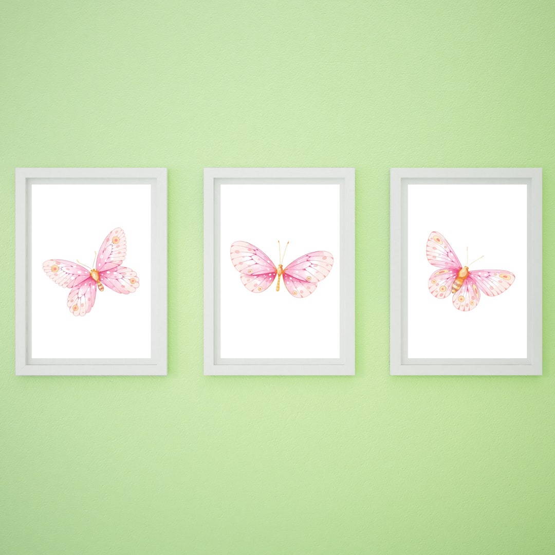 Spotted Pink Butterflies - Set of 3 Digital Prints - Instant Download ...