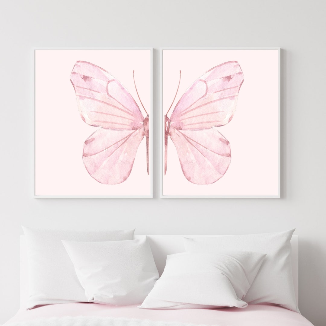 Blush Split Butterfly Wall Art Duo - Set of 2 Prints - Instant Download ...