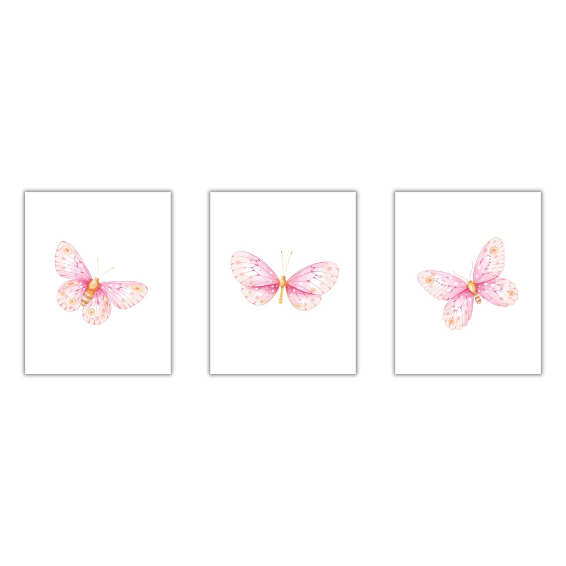 Spotted Pink Butterflies - Set of 3 Digital Prints - Instant Download ...