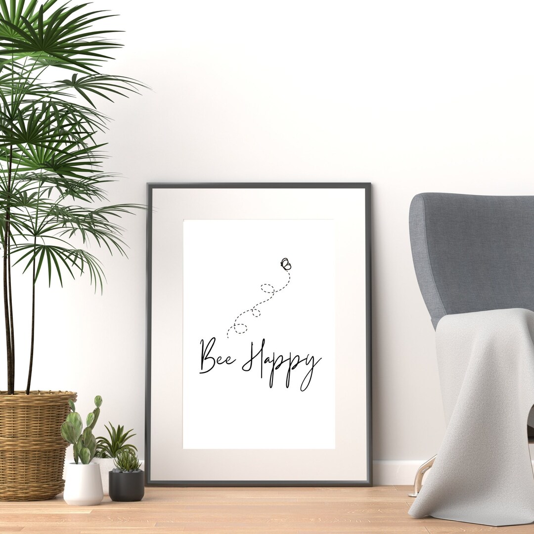 Bee Happy Printable Wall Art - Etsy