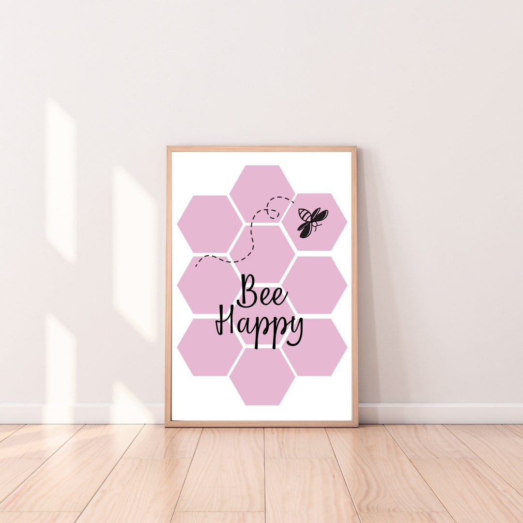 Bee Happy Printable Poster - Etsy
