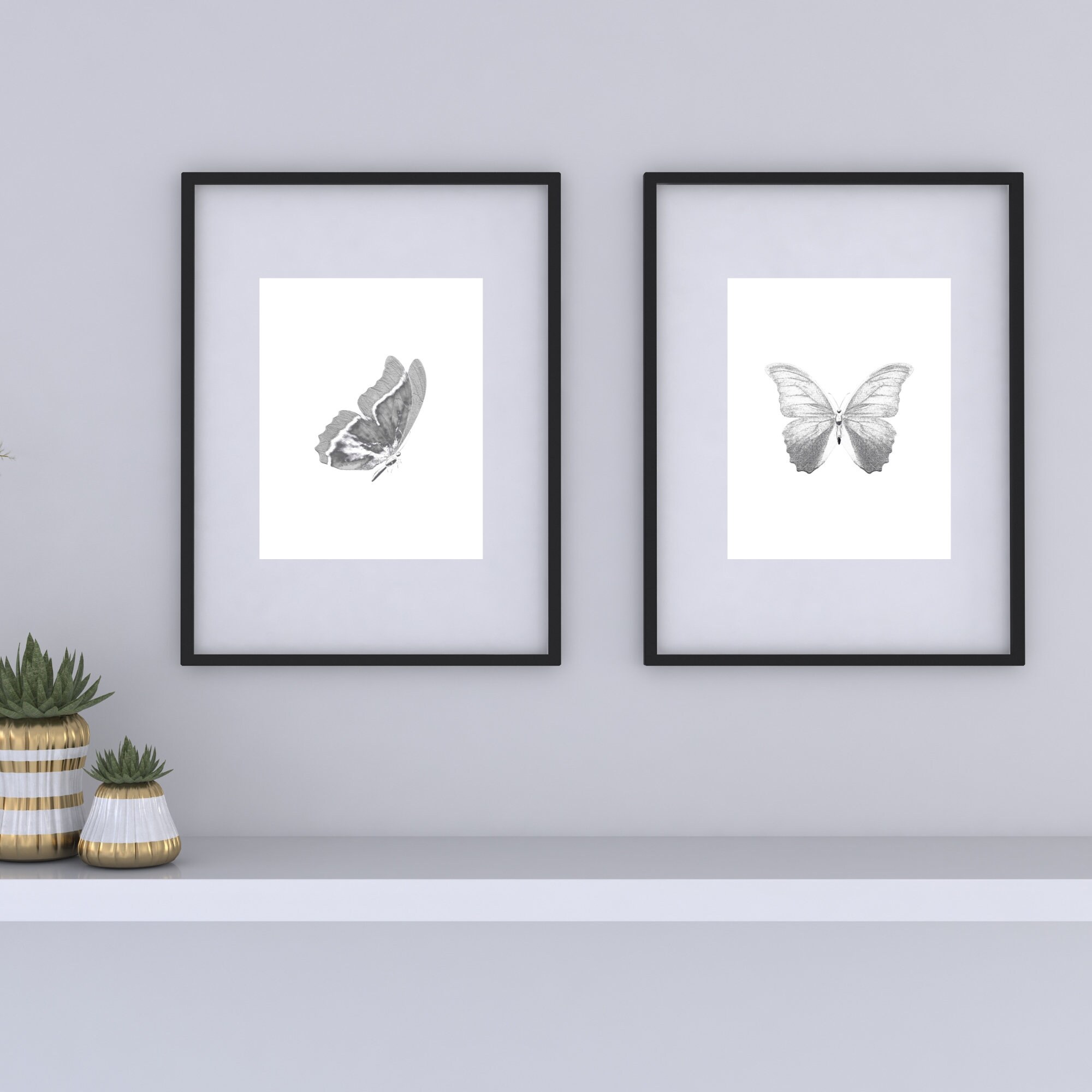 Black and White Butterfly Printable Wall Art - Etsy