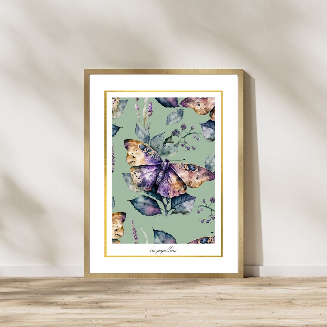 Green and Gold Butterfly Art Print - Instant Download - Etsy