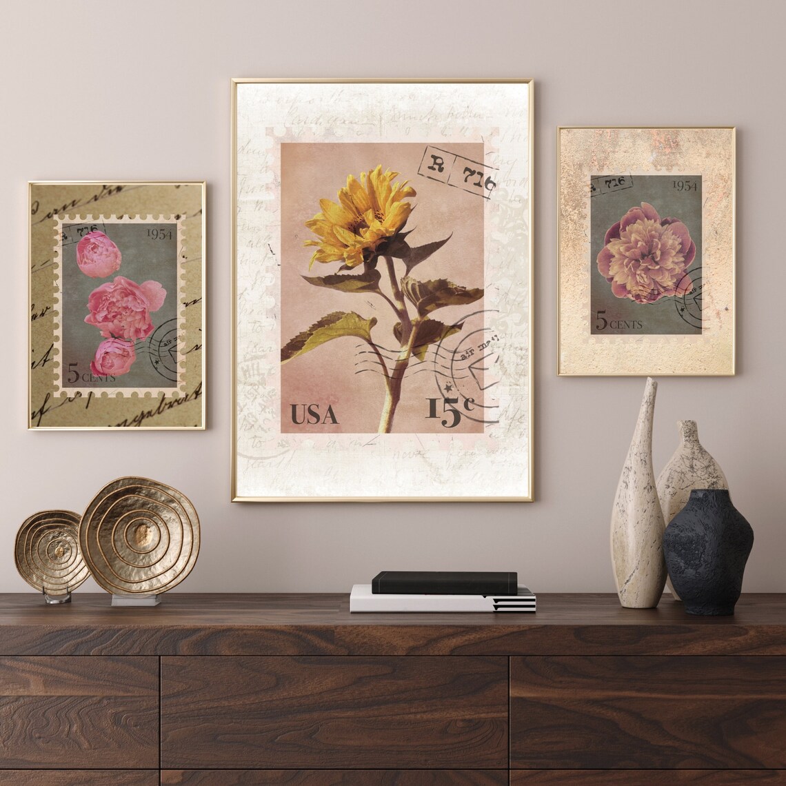 Vintage Floral Stamps Wall Art Printable Downloads - Etsy