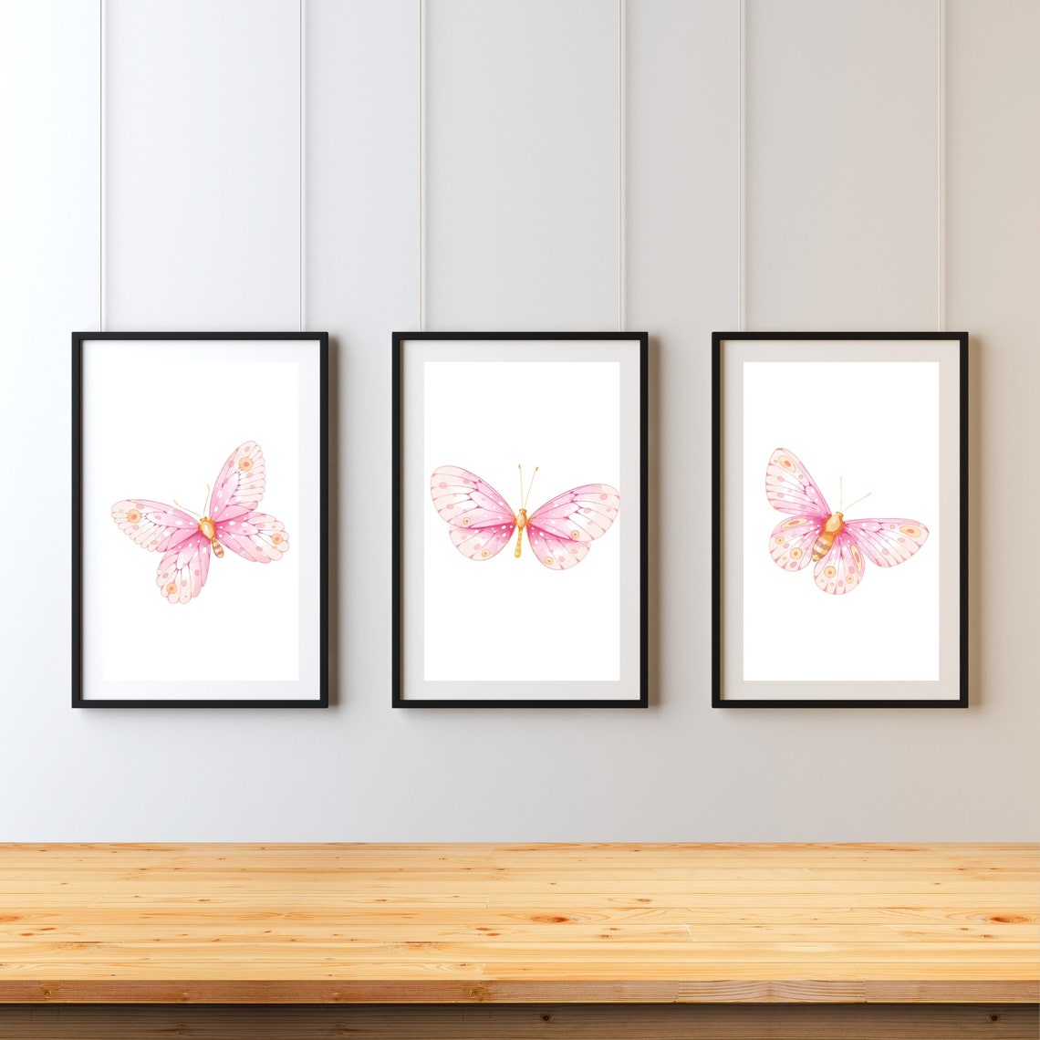 Spotted Pink Butterflies - Set of 3 Digital Prints - Instant Download ...