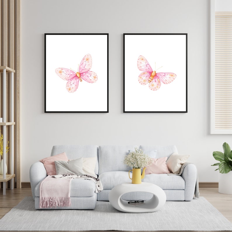 Spotted Pink Butterflies - Set of 3 Digital Prints - Instant Download ...