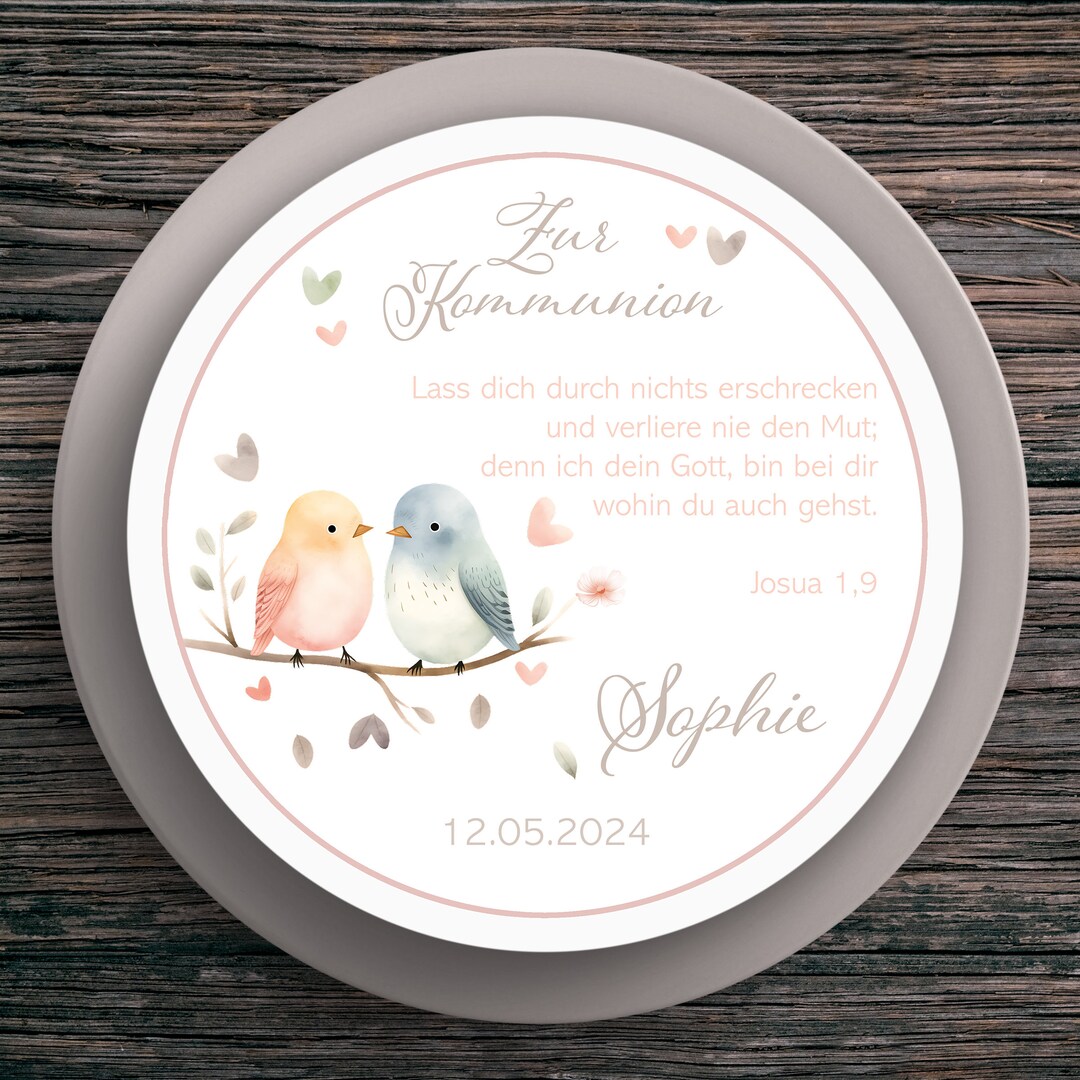 Cake Topper Communion Birds 1 Name & Date 20 Cm - Etsy
