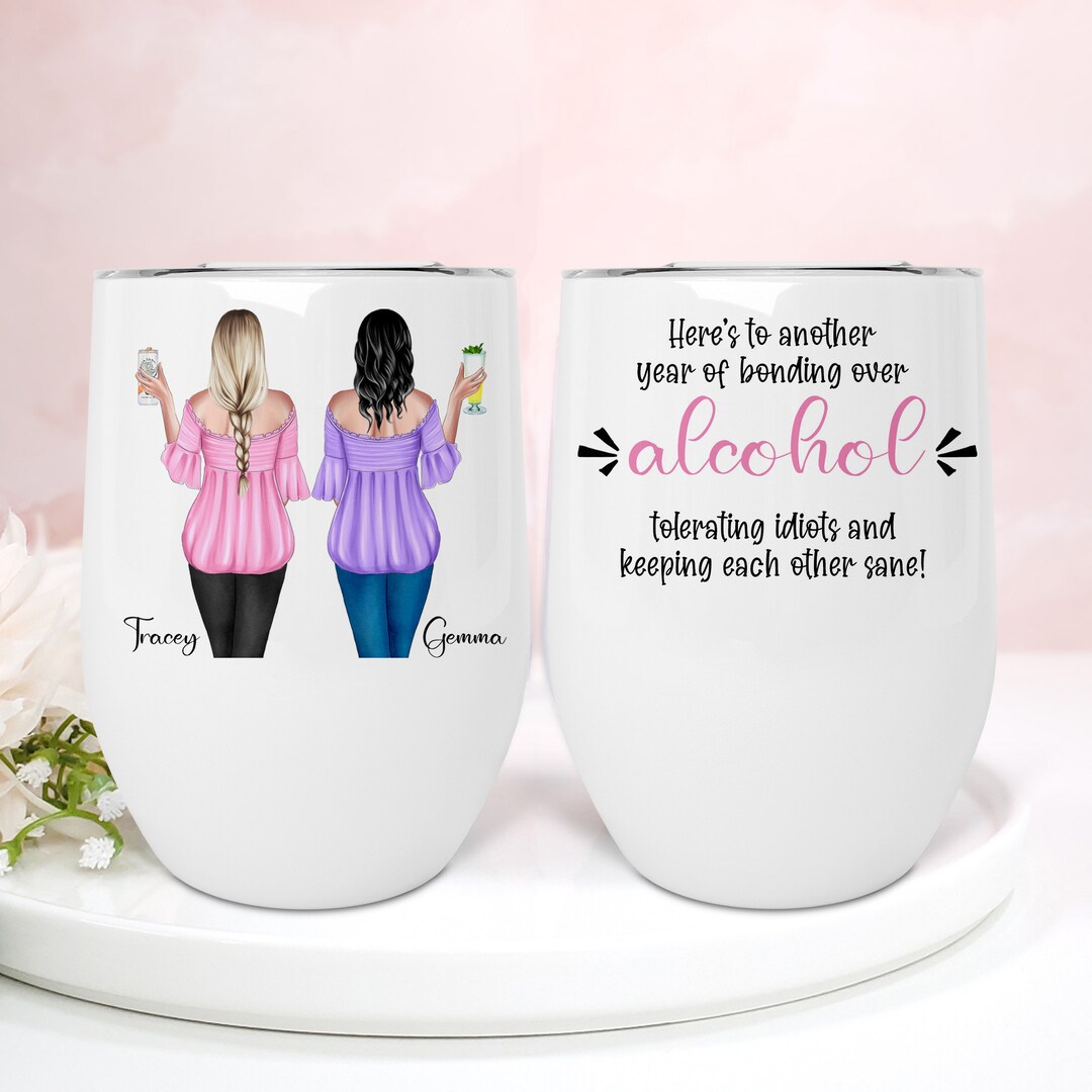 Best Friends Besties Sisters Stainless Steel Stemless Wine Tumbler - Etsy