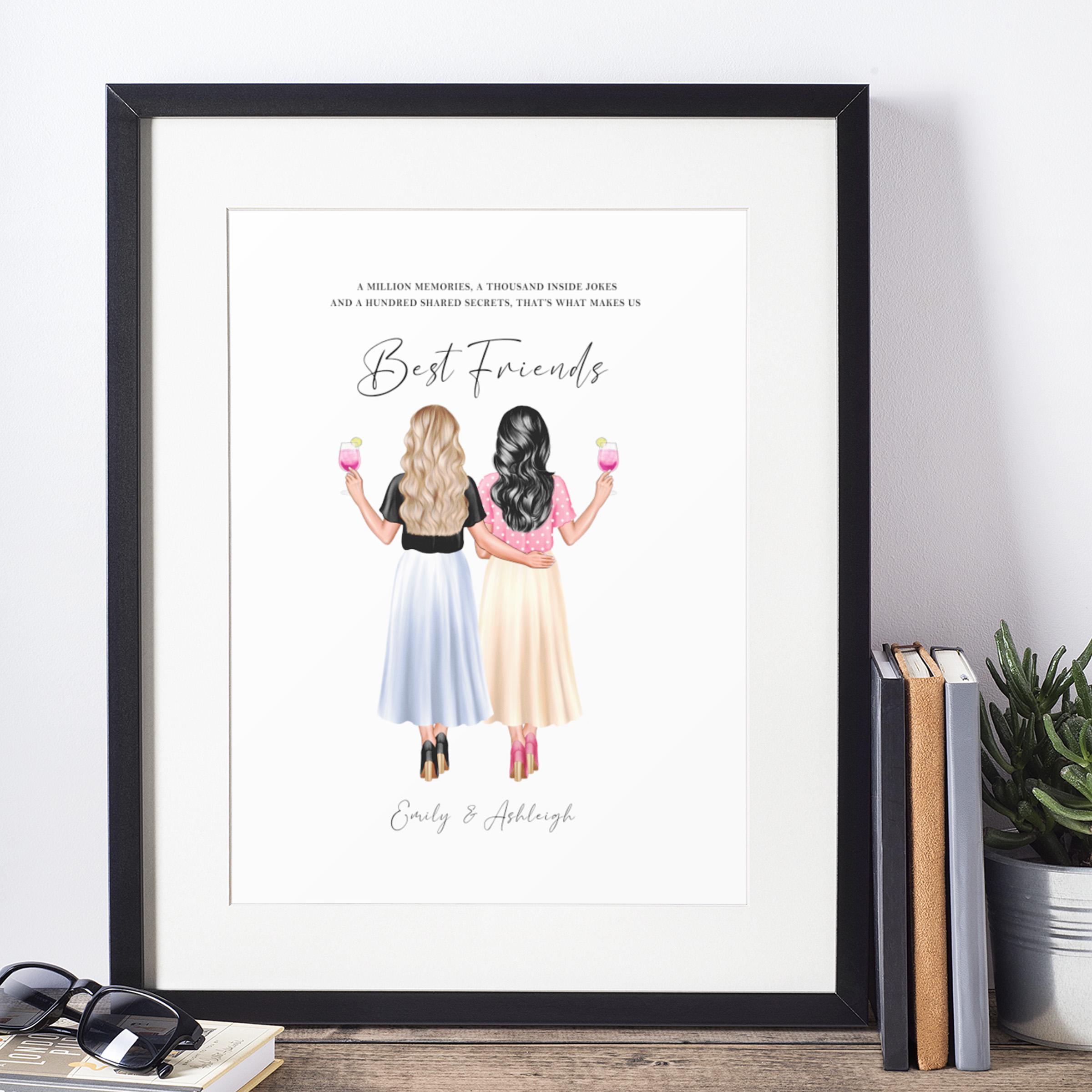 DIGITAL DOWNLOAD Personalised Best Friend Besties Sisters Wall Art ...