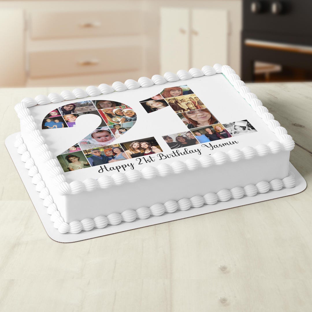 DIGITAL DOWNLOAD Photo Collage 21st Birthday Edible Cake Topper We Edit ...